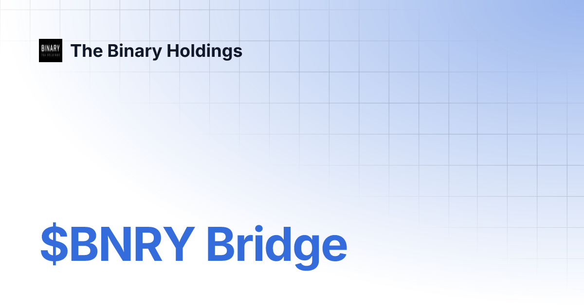 $BNRY Bridge | The Binary Holdings